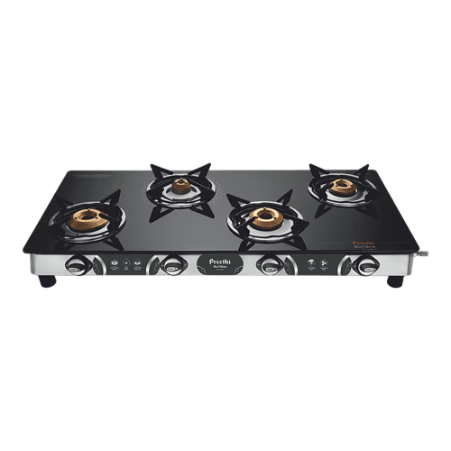 Preethi Blue Flame Jumbo Max Bati 4 Burner Gas Stove Black