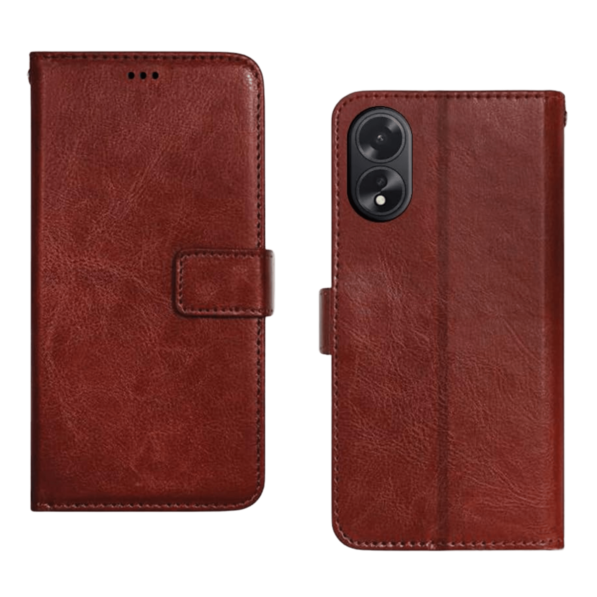 Buy Arrow Leather Flip Cover For Oppo A38/A18 | Brown now