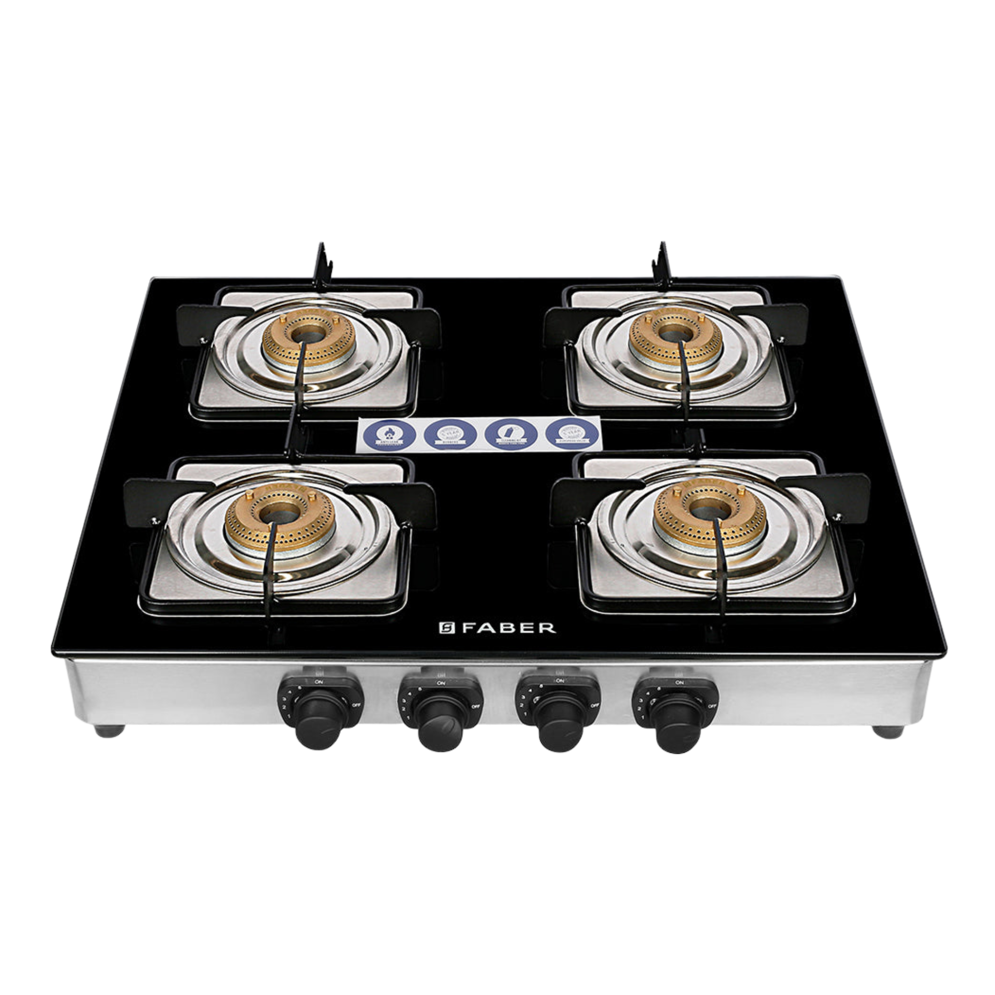 FABER Cooktop Supreme Plus C 4BB 4 Burner Gas Stove (Black)