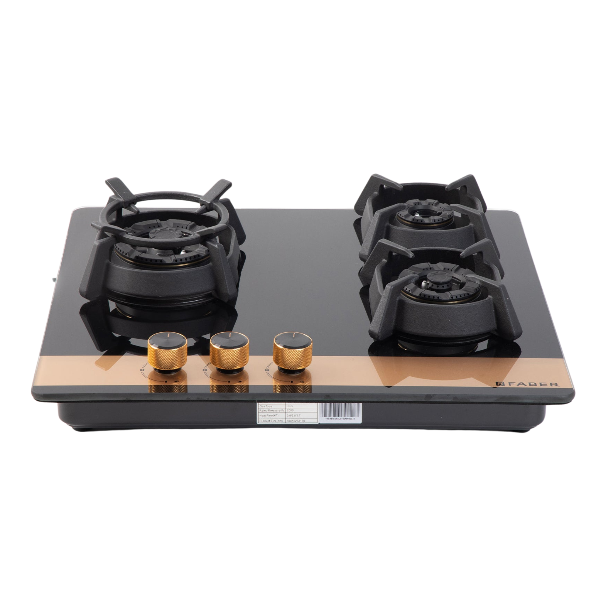 Faber Utopia Pro HT603 BR CI 3 Burner HOB Black at Poorvika