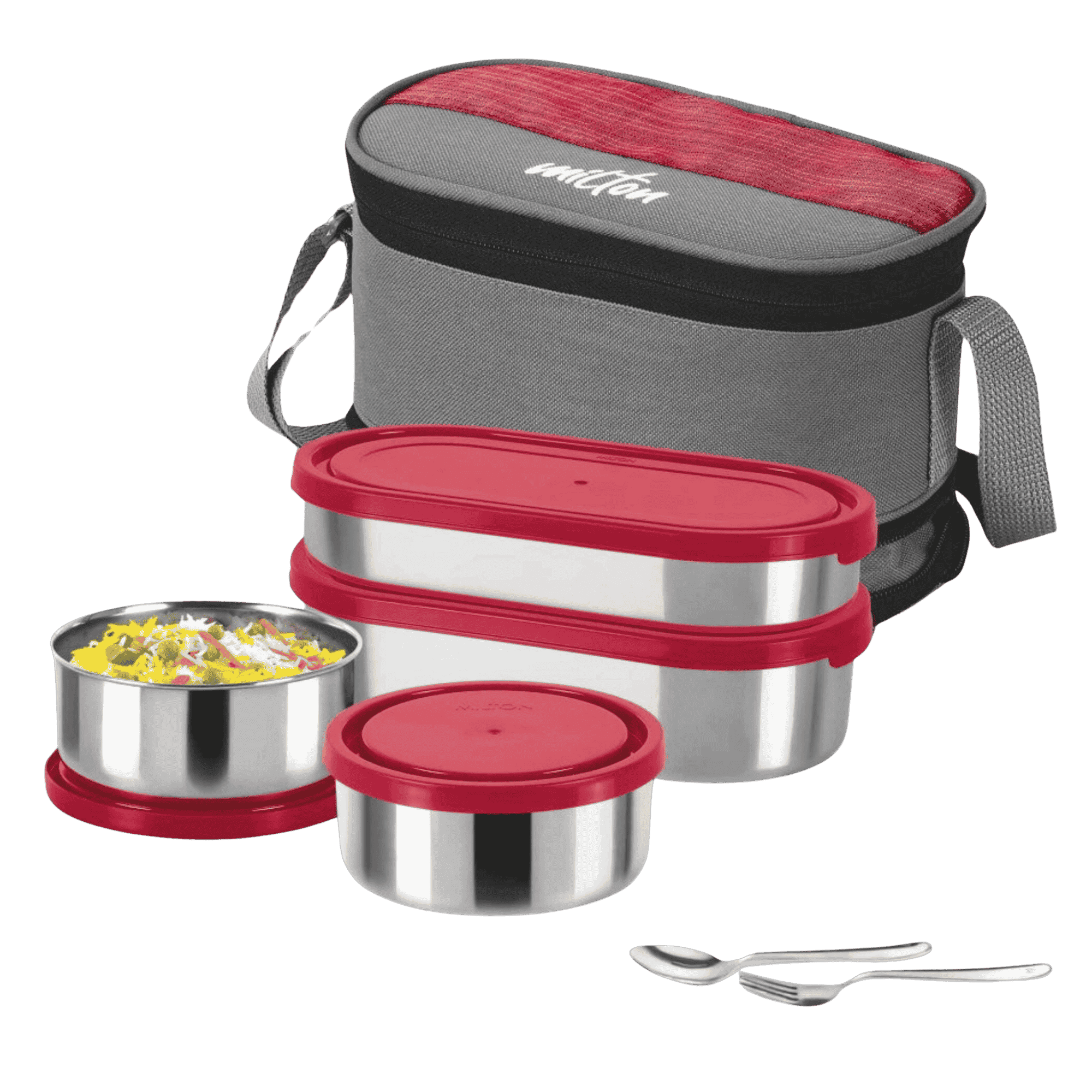 Buy Milton Triple Decker 3 Pcs Set Lunch Box MultiColor,450ml