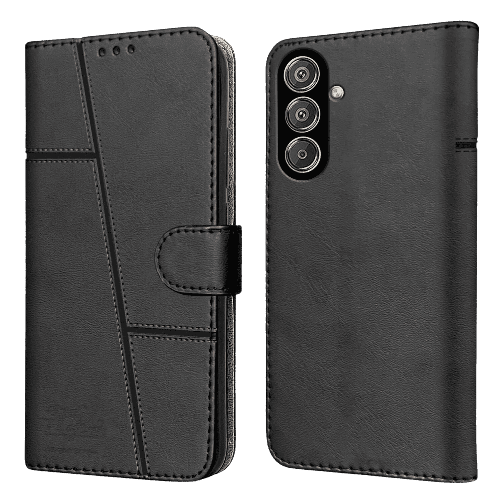 New Case Synthetic Leather Flip Case Samsung Galaxy F15 5G ( Black)