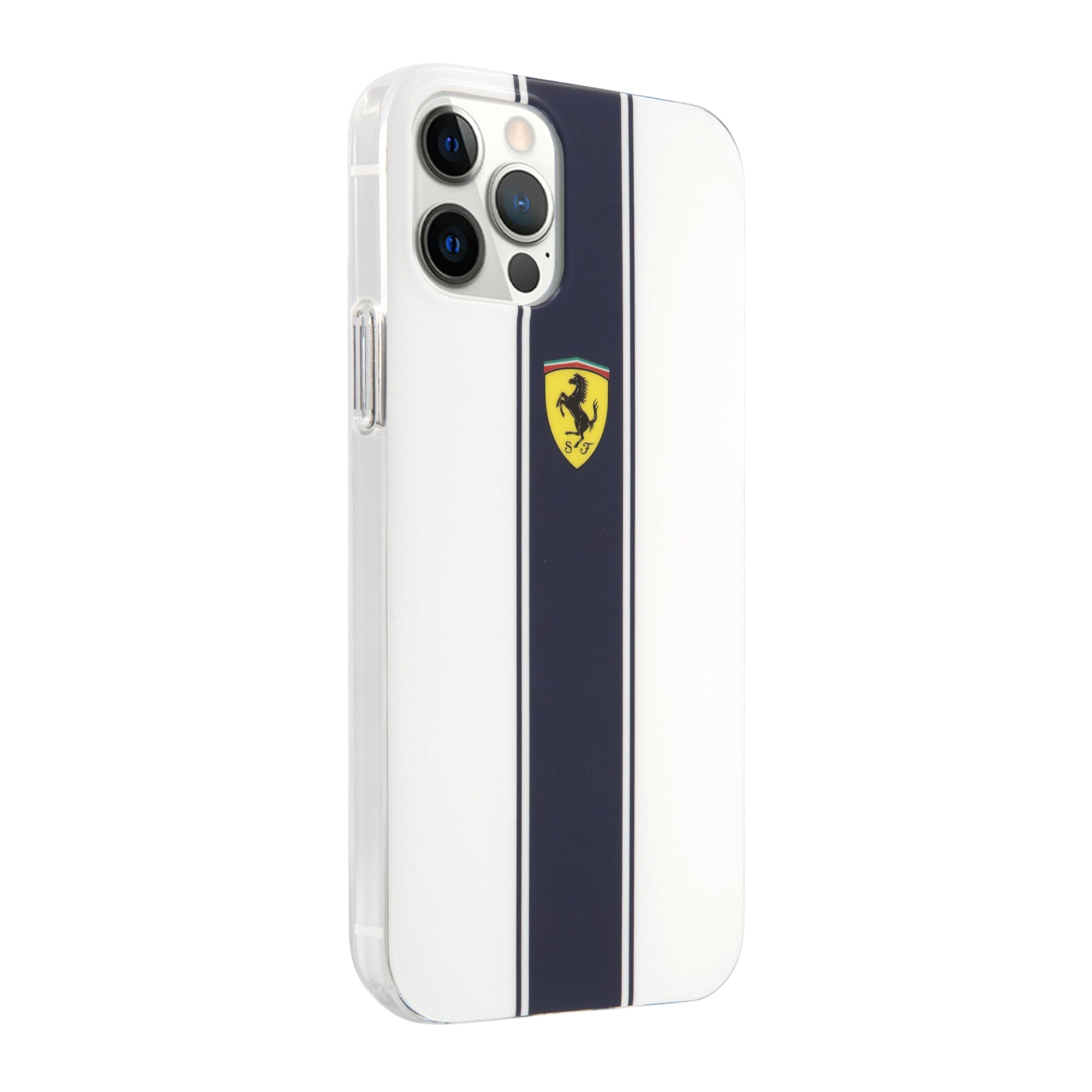 Ferrari Hard Case with Navy Stripes For Apple iPhone 12/12 Pro(White)
