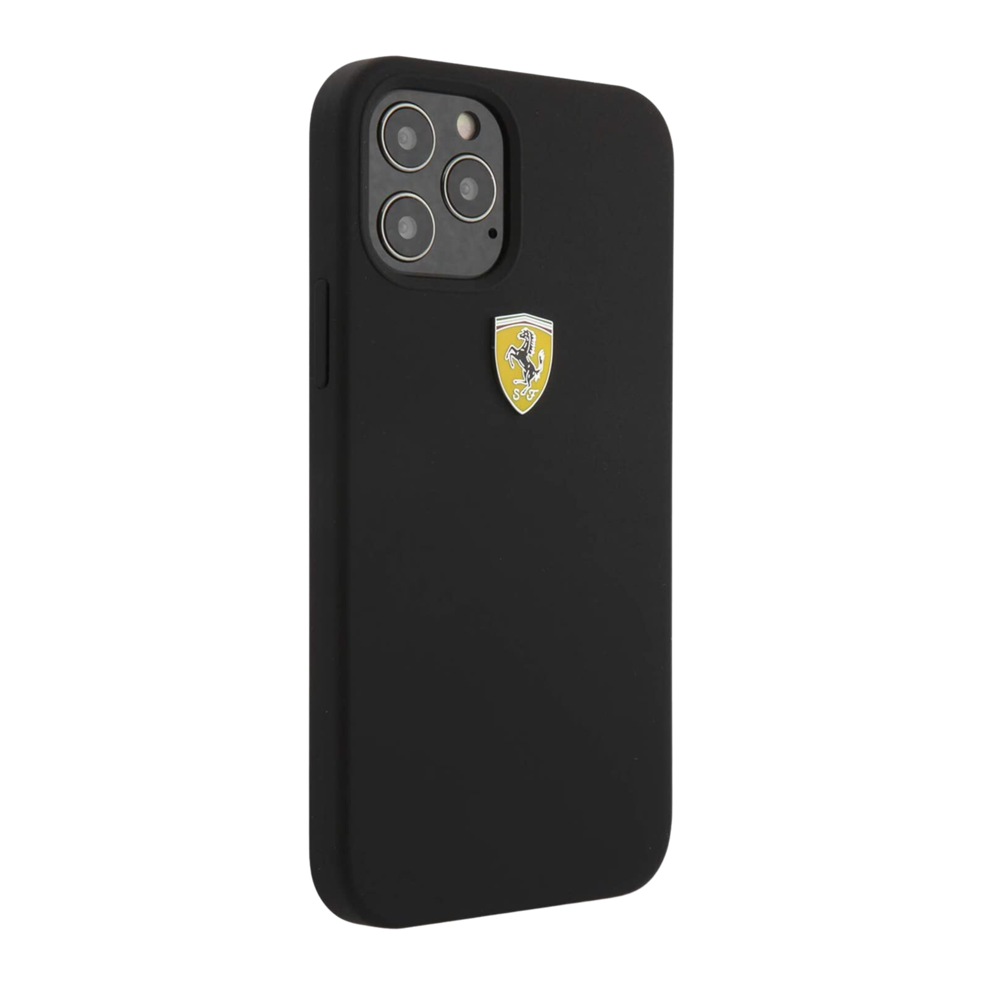 Ferrari Silicone Case with Metal Logo For Apple iPhone 12/12 Pro