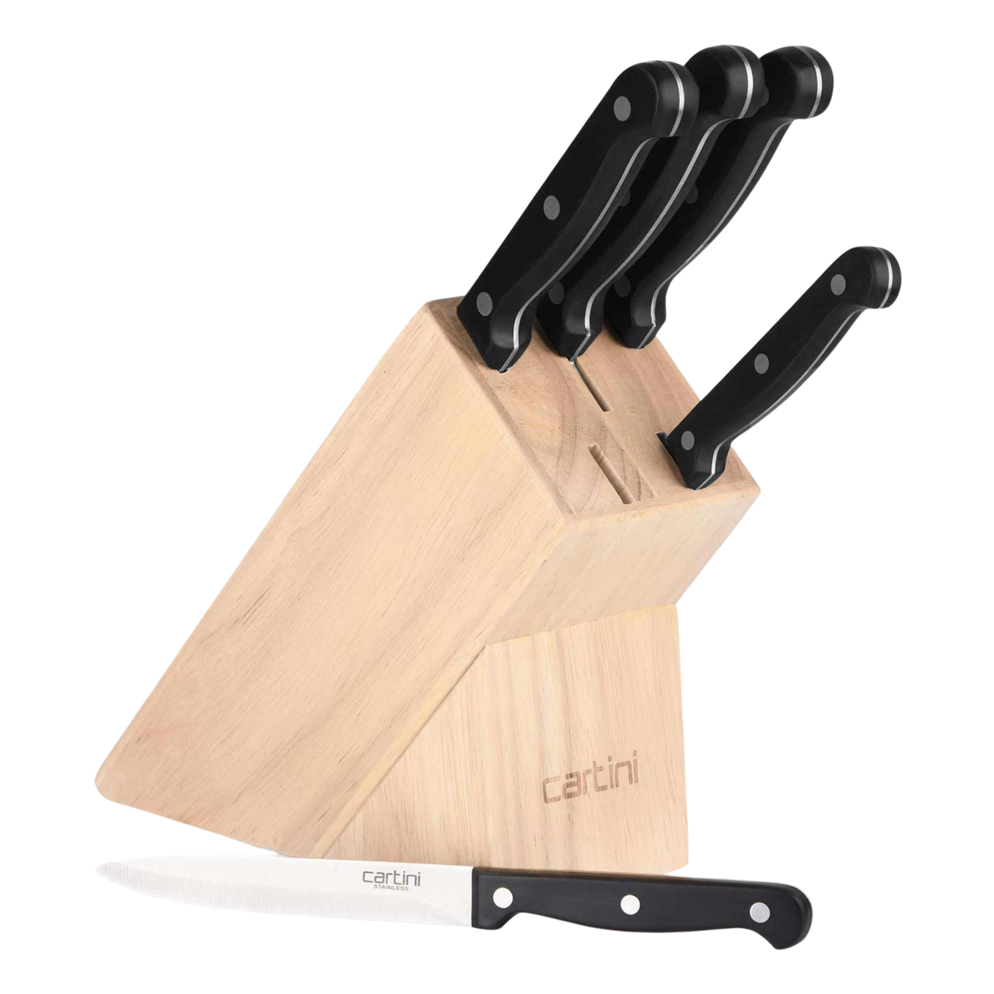 Buy Godrej Cartini Rubberwood Block Set Knife 5 Set Black!