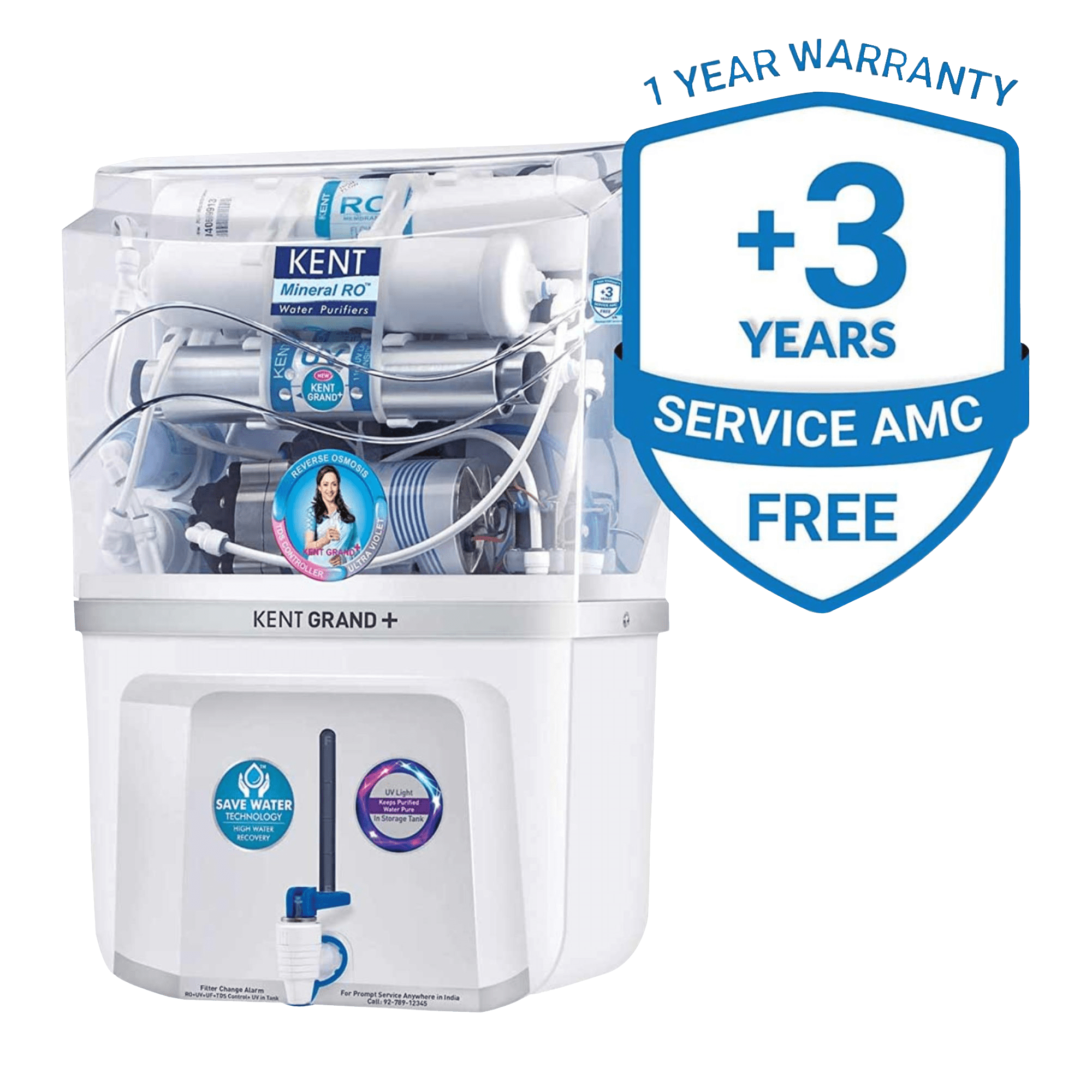 Get KENT Grand Plus RO+UV+UF+TDS 9 L Water Purifier | White