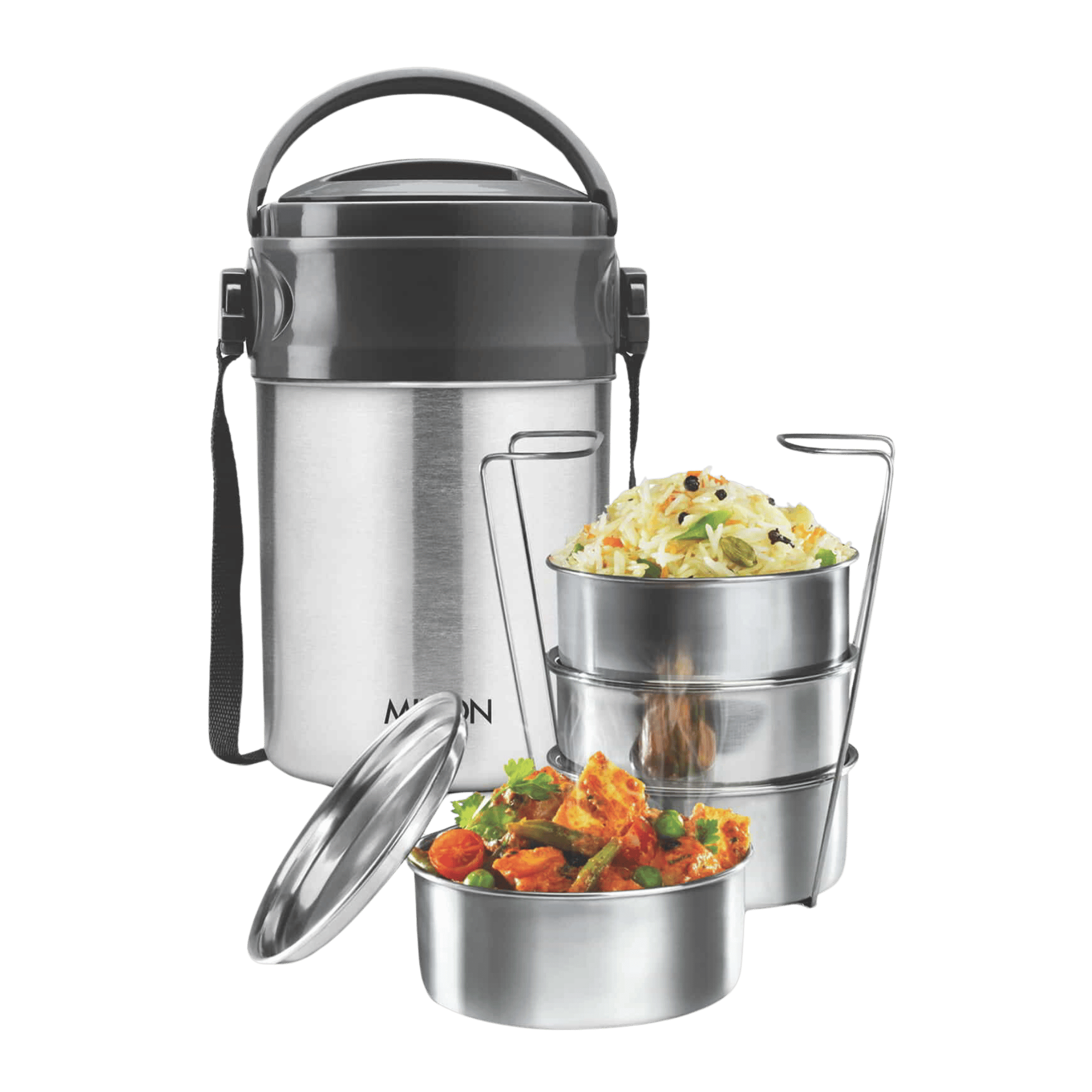 Milton Steel On 4 Pcs Set Thermo Lunch Box Multi Color, 380ml