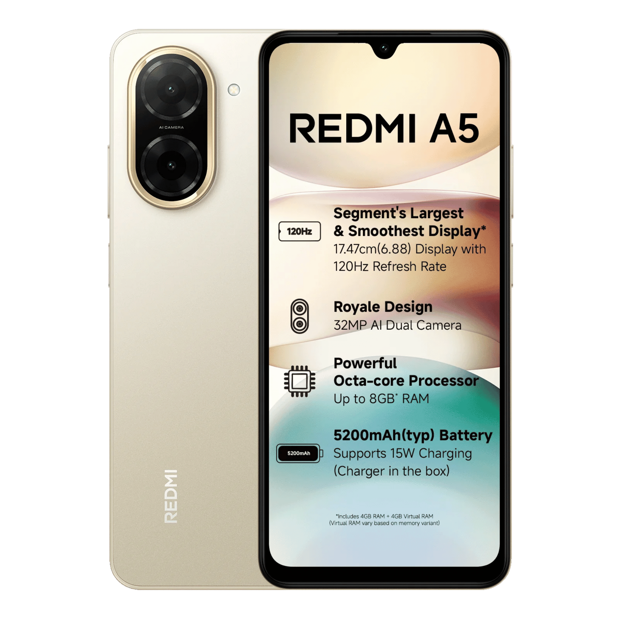 Get Redmi A5 Jaisalmer Gold (3GB-64GB) @ Best Price in India