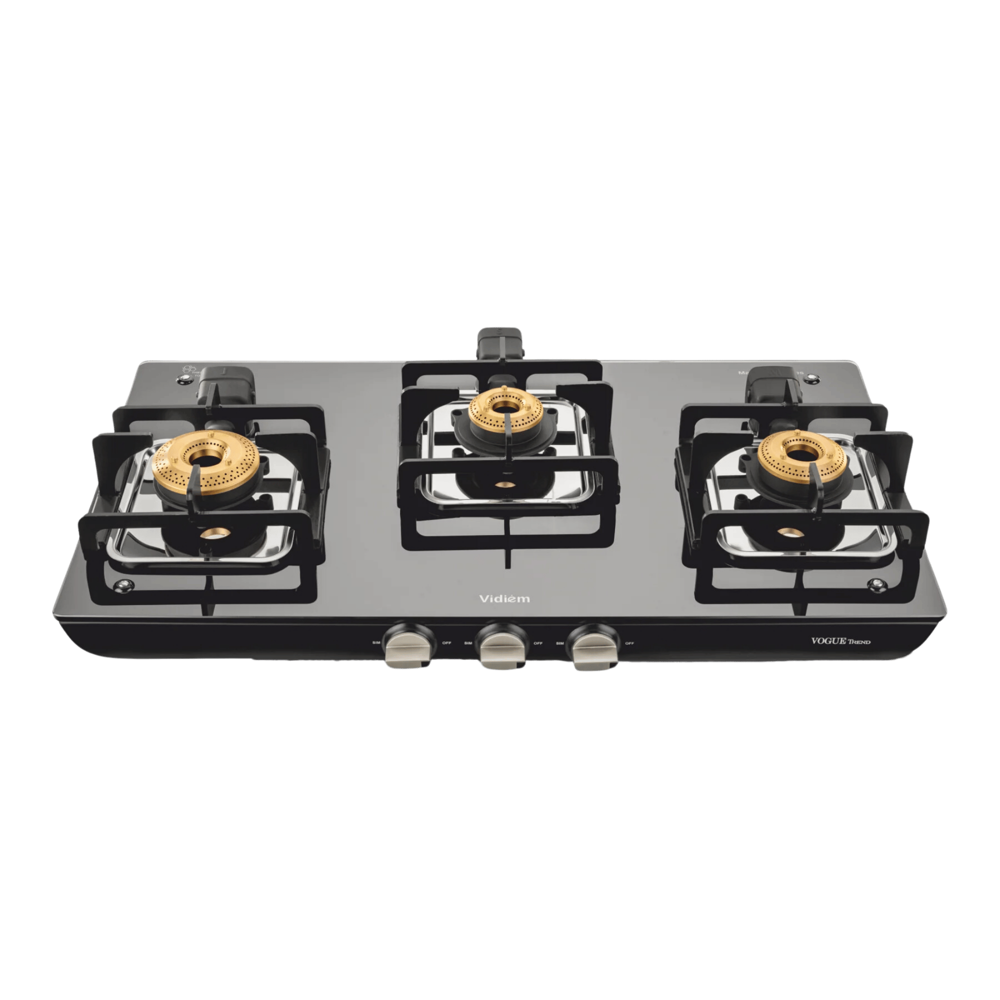 Buy Vidiem Vogue Trend Rear Inlet 3 Burner Gas Stove Black!